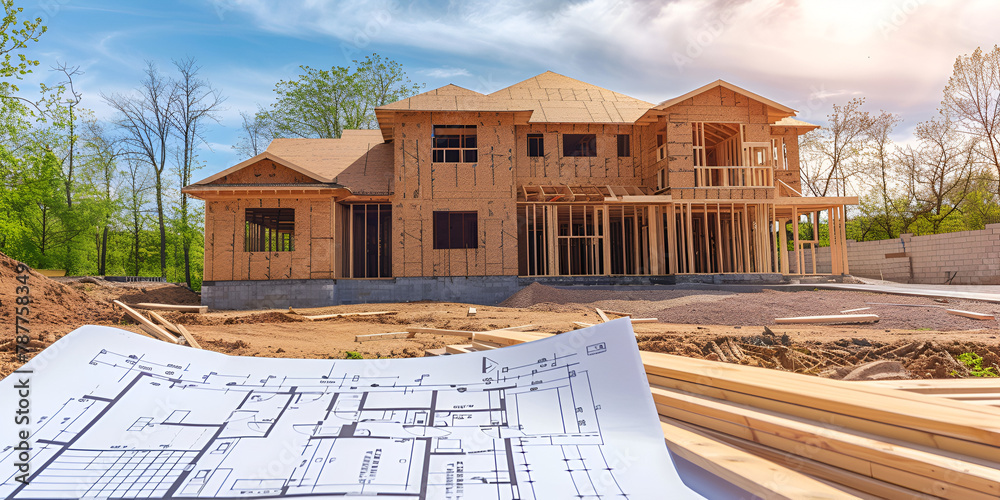 new house construction new residential house in the midst of coast with ...