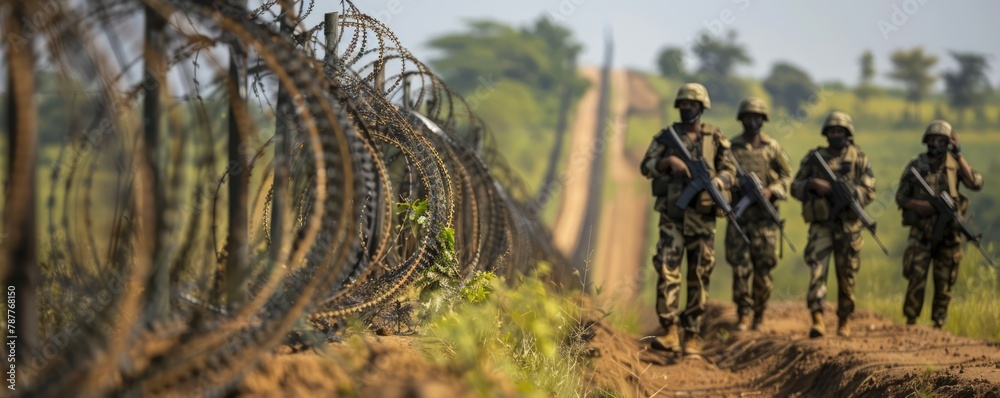 Indian Military Border forces patrolling on India Pakistan Border Loc ...