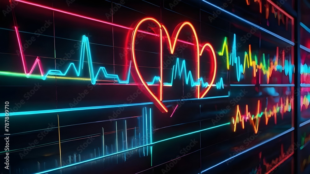 Pulse Line Illustration Symbolizing Love and Life, Abstract ECG Graph ...