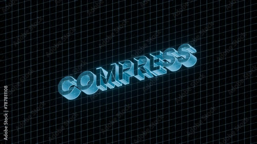 3D-rendered "COMPRESS" text emerges against a futuristic grid ...
