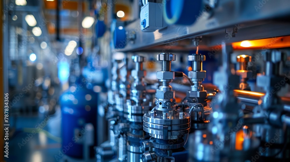 Hydrogen storage in metal hydrides, dimly lit lab, showcasing advanced ...