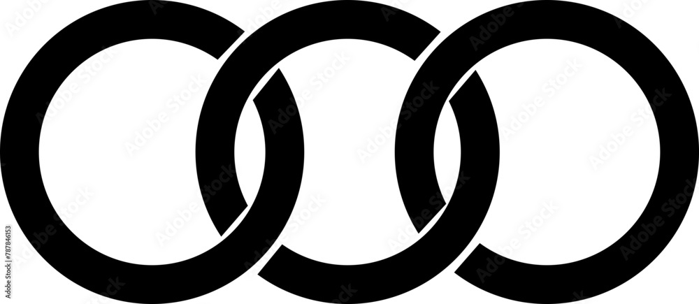 Icon of interlocking circles . Filter, borromean rings, trinity. Unity concept. connection ...