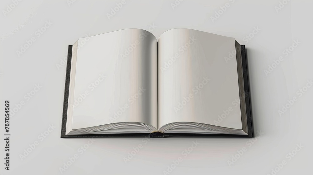 A mockup of an empty book, booklet or magazine, with the black cover ...