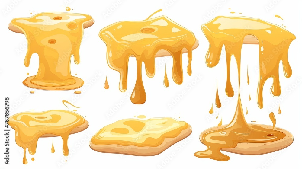 Cartoon set of cheese borders with mellow dripping, design elements for ...