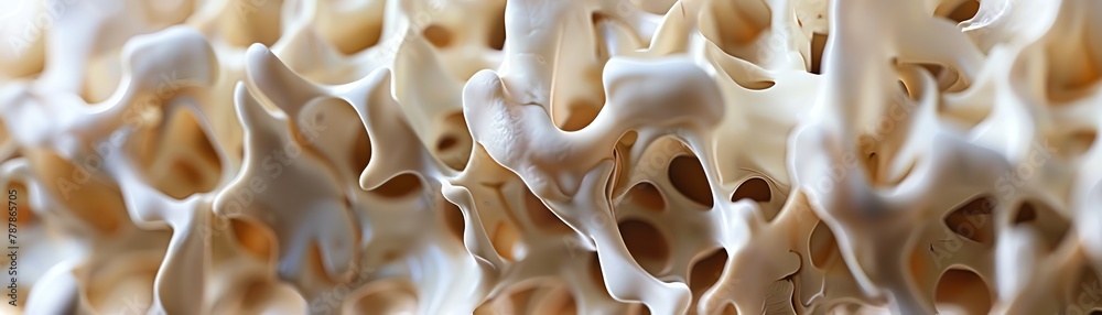 Detailed view of bone tissue, zoomed-in structure, clear labeling ...