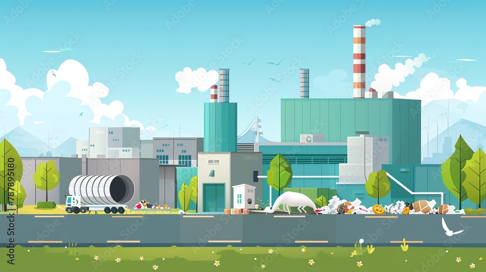 Sustainable Waste Management Illustrate a vector scene depicting ...