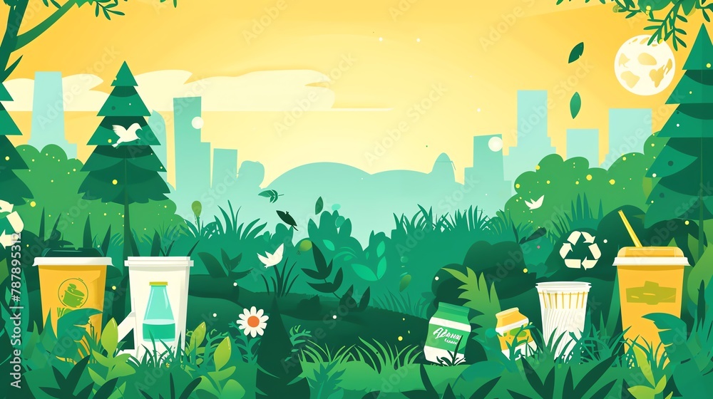 WasteFree Packaging Design a vector scene depicting wastefree packaging ...