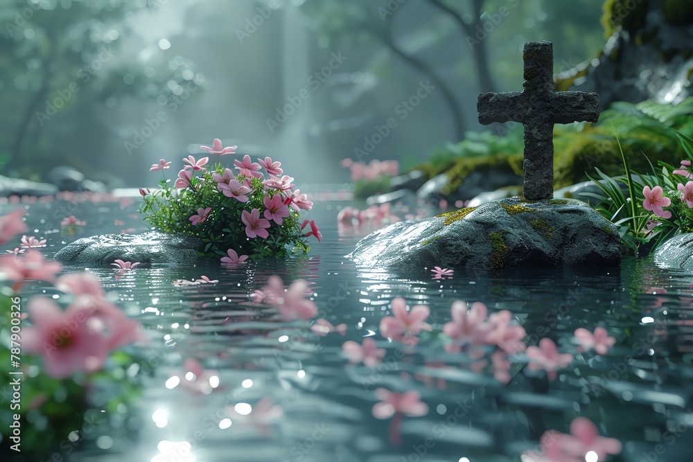 Baptism anniversary by a quiet riverside, where families and friends ...