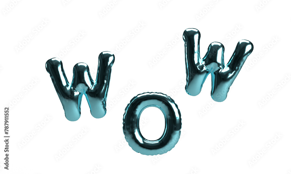 Wow text balloon helium fly wing blue color font calligraphy text ...