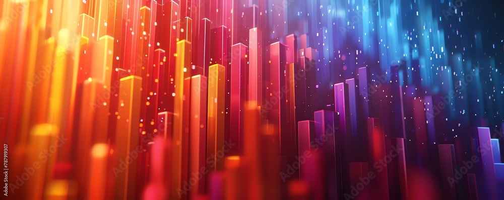 Animated rising statistics in a 3D bar chart showcasing internet usage ...