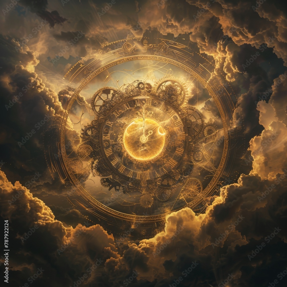 Imagine 4m golden circle of time, surrounded by gears and cogs ...