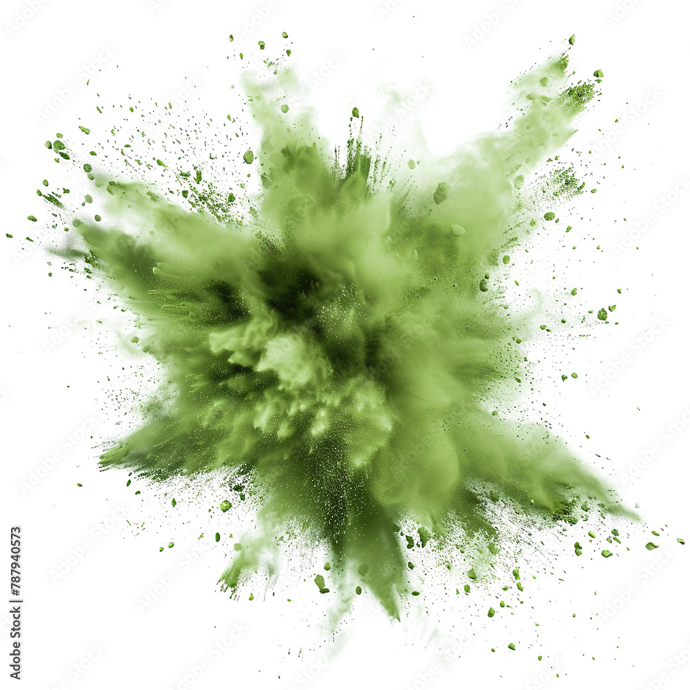 green powder explosion isolated on transparent background Stock Photo ...