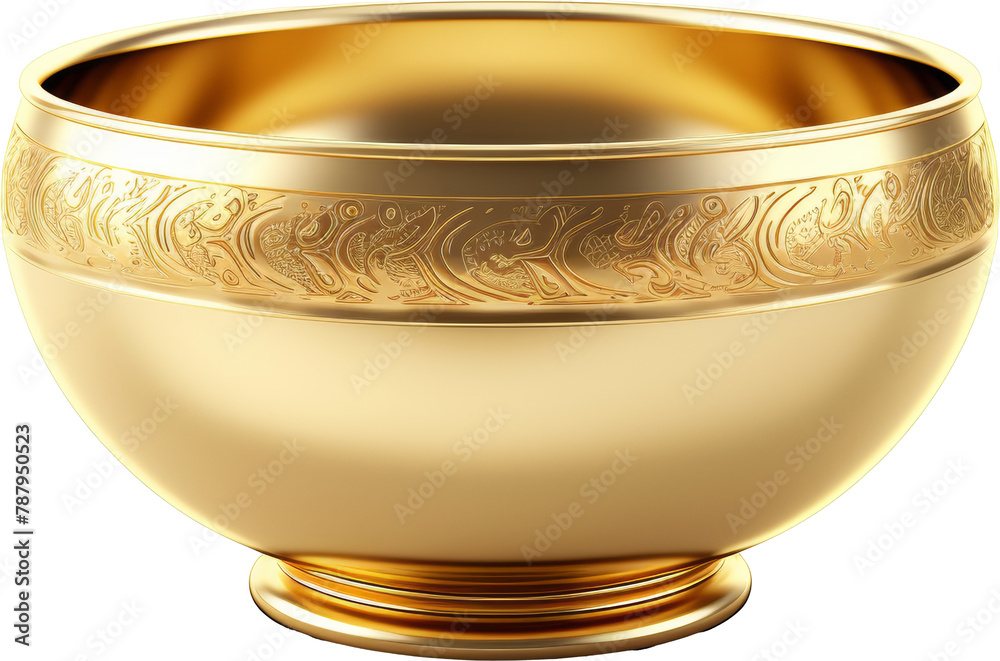 bowl made of gold,golden bowl isolated on white or transparent ...