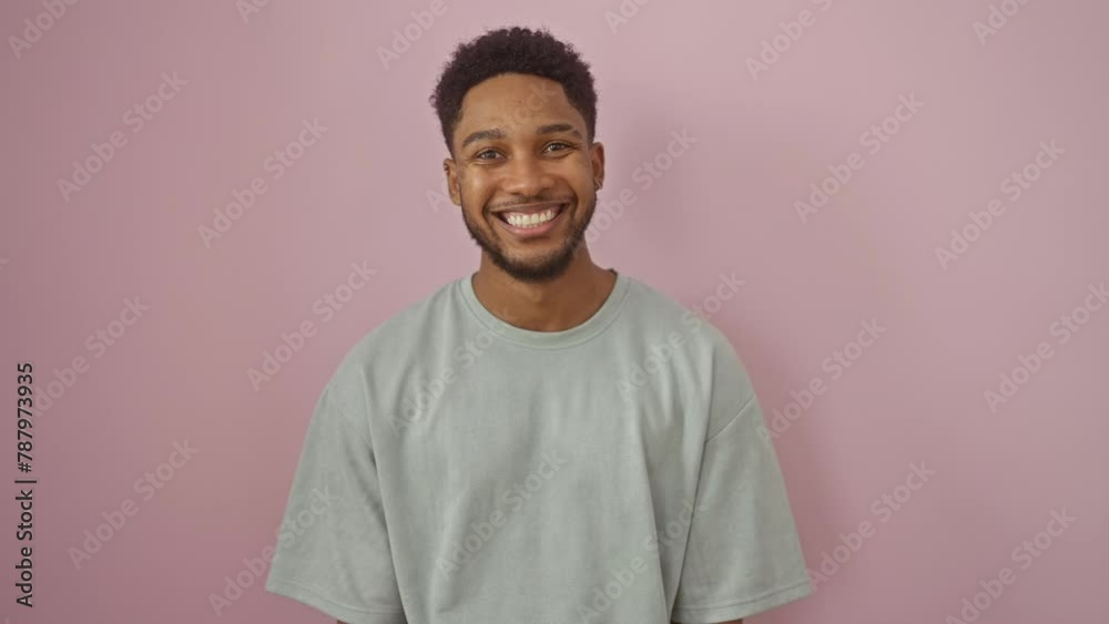 Cool african american man gleefully shows off confident smile, teeth ...