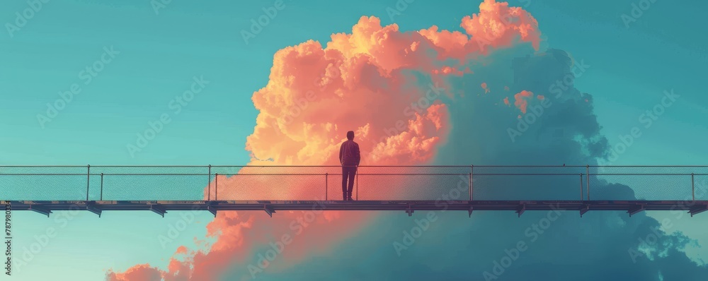 Cloud computing serves as a visual metaphor for a bridge, linking ...