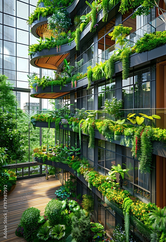 Green office concept with natural climate solutions, integrating eco ...