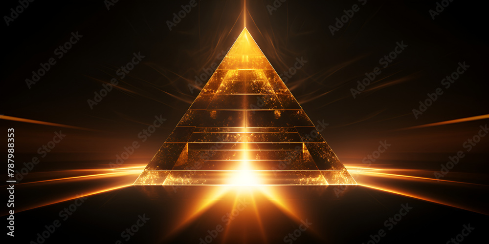 Explore the radiant beauty of a pyramid made of golden light designe ...