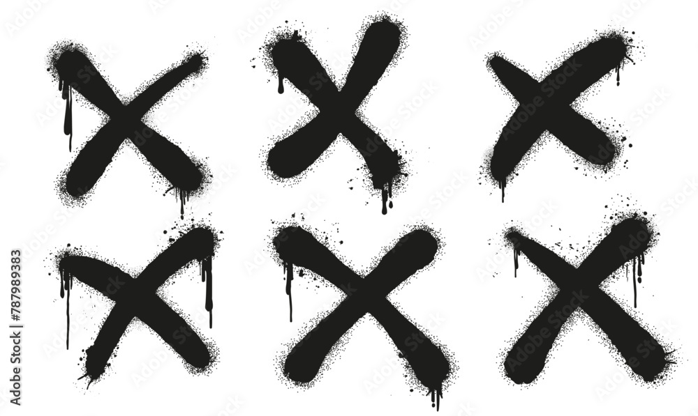 Cross black graffiti spray paint pattern. Spray set elements cross ...