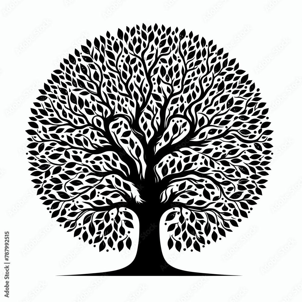Tree silhouette vector illustration White Background, silhouette tree ...