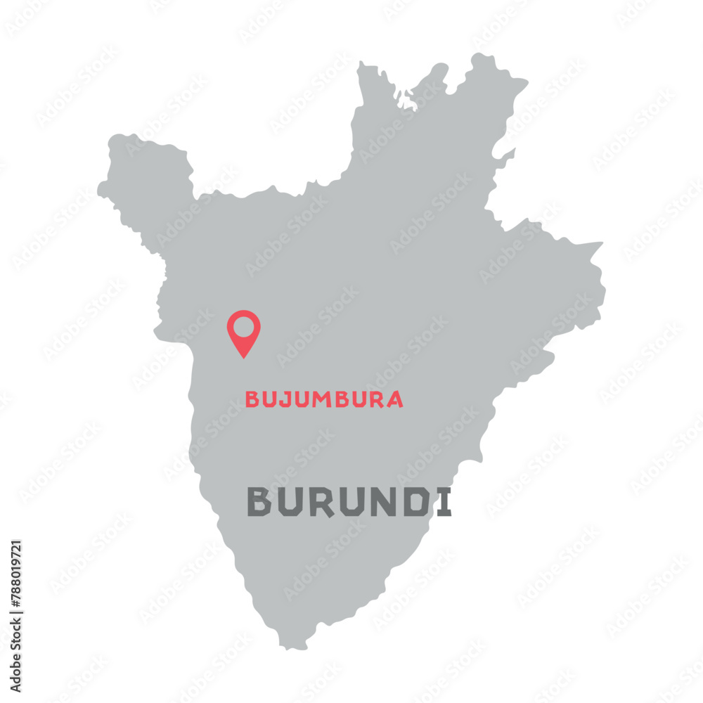 Burundi vector map illustration, country map silhouette with mark the ...