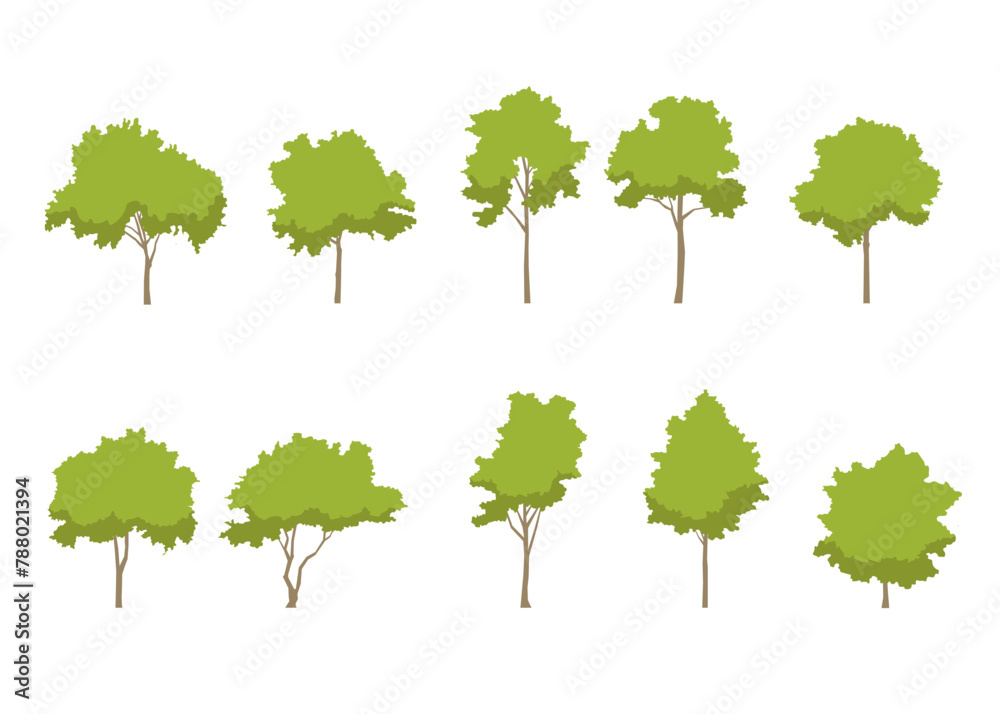 tree line drawing side view graphics trees elements single object ...