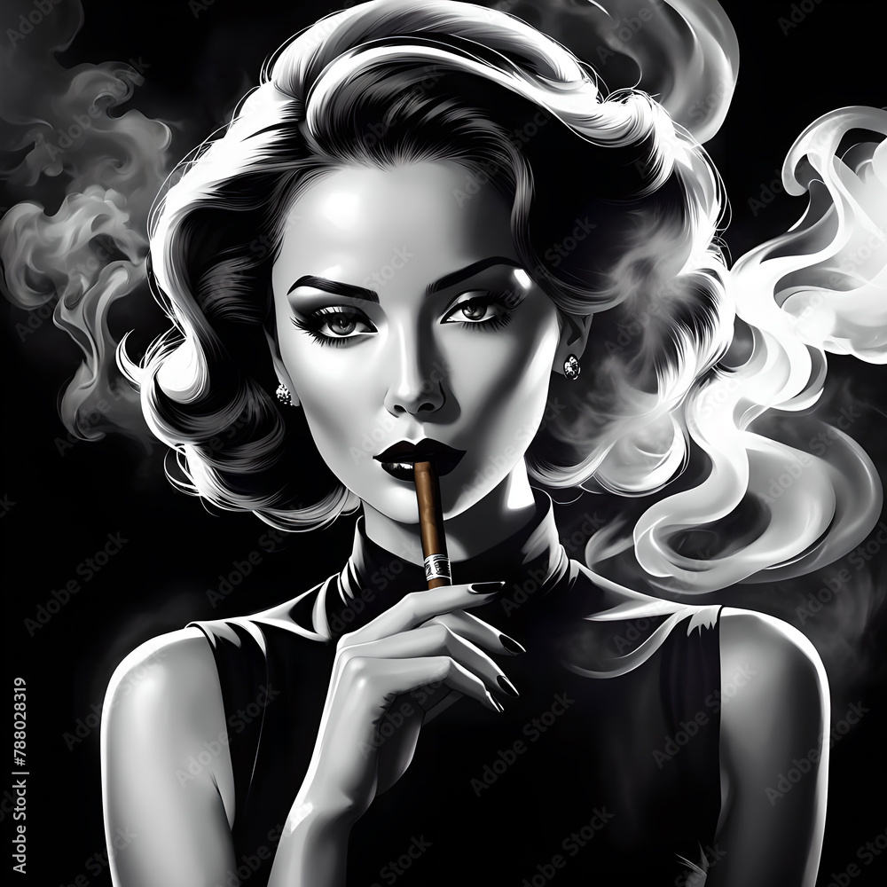 Elegant And Classy Woman Smoking A Cigarette Beautiful Woman In Fur