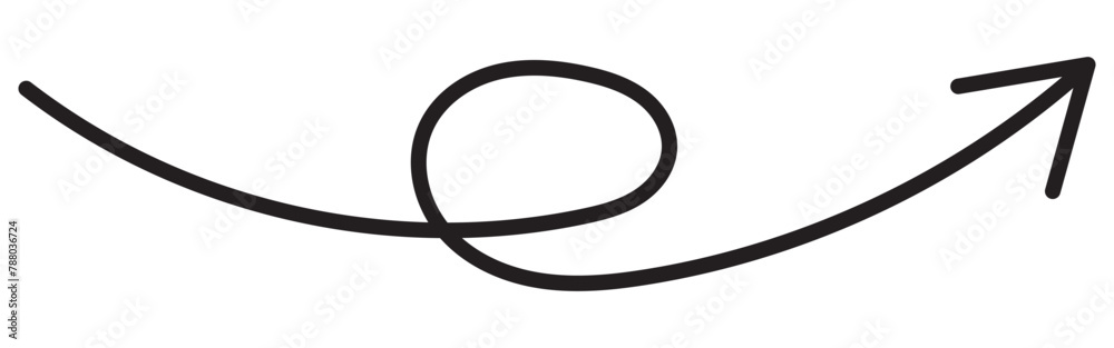 Twisting doodle arrow. Thin hand drawn icon. Line curved arrow.Line ...