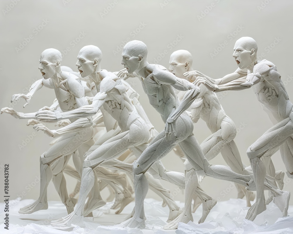 Paper sculpture model of a race, where each contestant is a weird ...