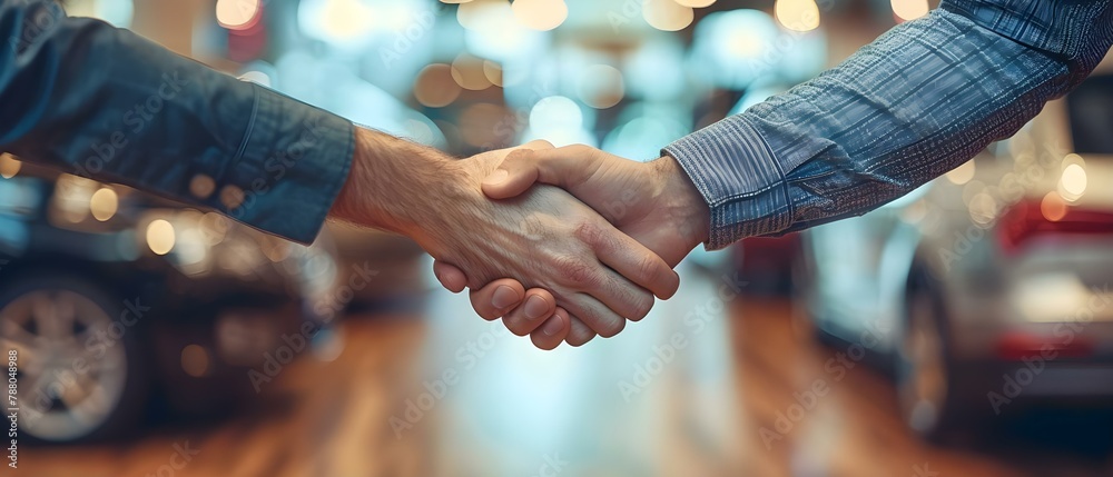 Deal Sealed with a Handshake at Car Dealership. Concept Business ...