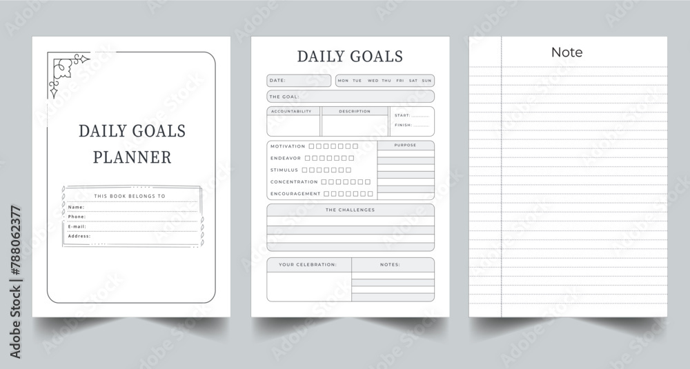 Daily Goals Planner Printable template design. Stock Vector | Adobe Stock