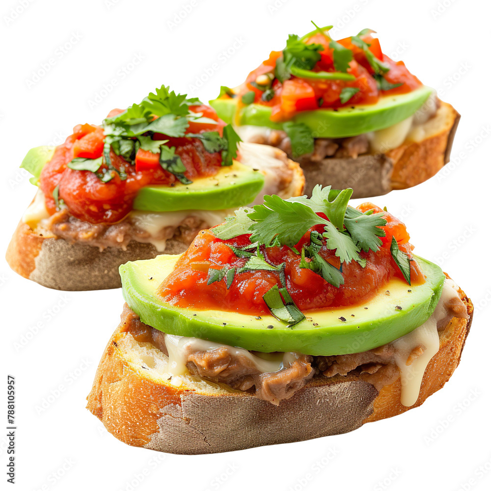 Front view of Molletes with Mexican open-faced sandwiches, featuring ...