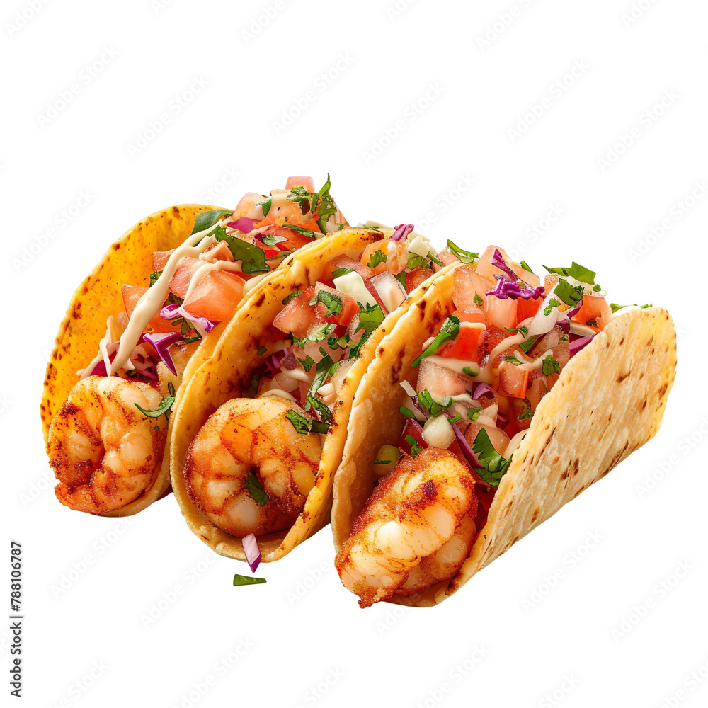 Front view of Tacos de Camarón with Mexican shrimp tacos, featuring ...