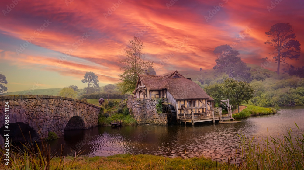 MATAMATA- NEW ZEALAND -NOVEMBER -2- 2022: Hobbiton - movie set created ...