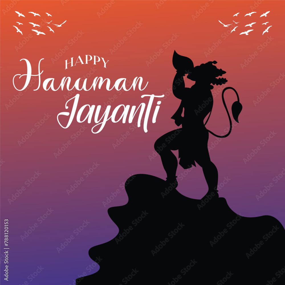 Creative illustration of Happy Hanuman Jayanti with Hindi calligraphy ...