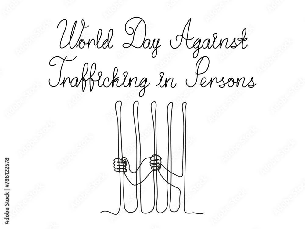 World Day Against Trafficking in Persons. Logo, continuous single line ...