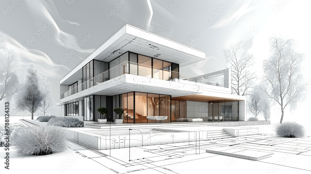 Eco-Friendly Architectural Concept with Minimalist Aesthetics. Concept ...