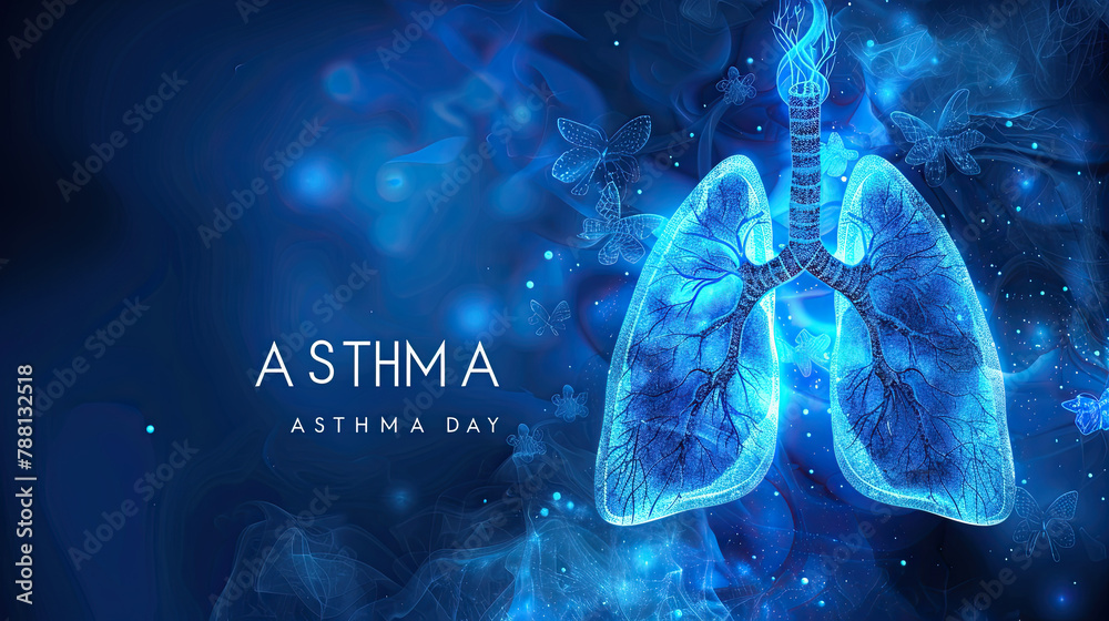 World Asthma Day.human lungs on blue background Awareness of lung ...