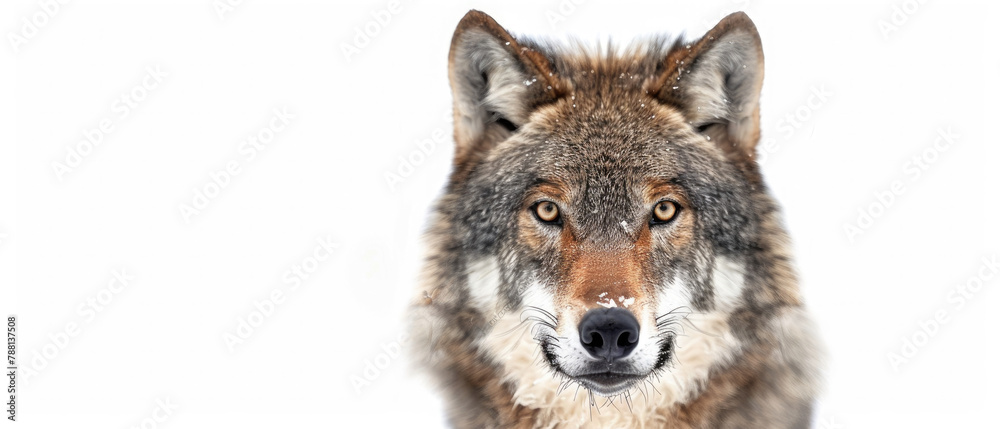 Front view gray wolf walking forward and looking sharply forward ...