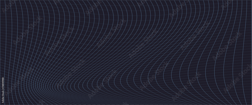 wavy distorted grid line on solid background, geometry curve distorted ...
