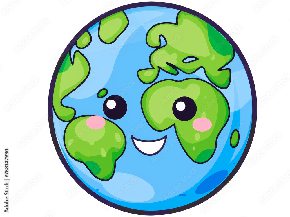 cartoon green planet earth, globe isolated on a transparent background ...