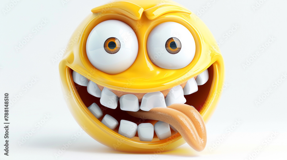 Foto Stock Zany face emoji - Silly face emoticon - A yellow face with a ...