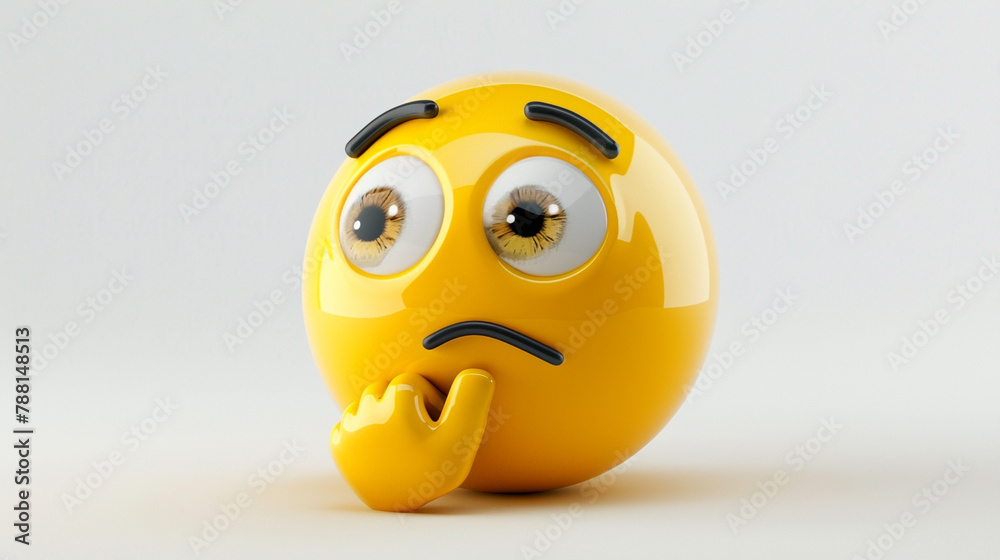 Yellow Thinking face emoji emoticon face shown with a single finger and ...