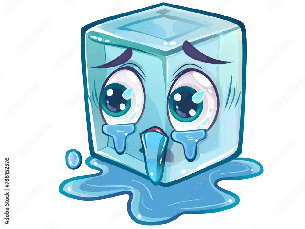 cartoon ice cube isolated on a transparent background. PNG Stock ...