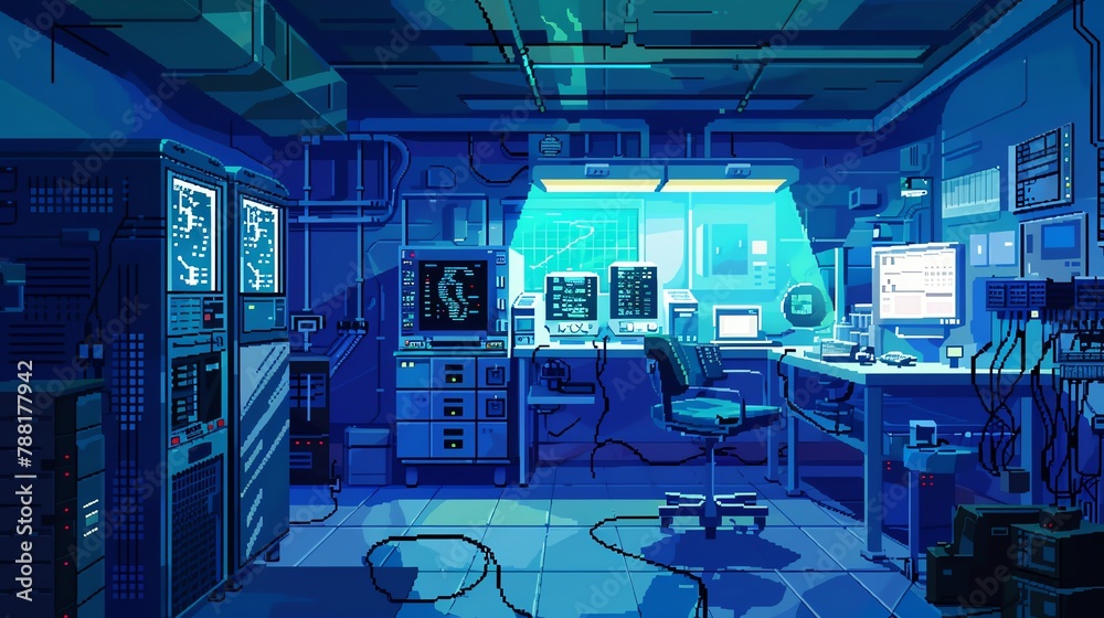 Imagine a claustrophobic scenario of technological horror, showcasing ...