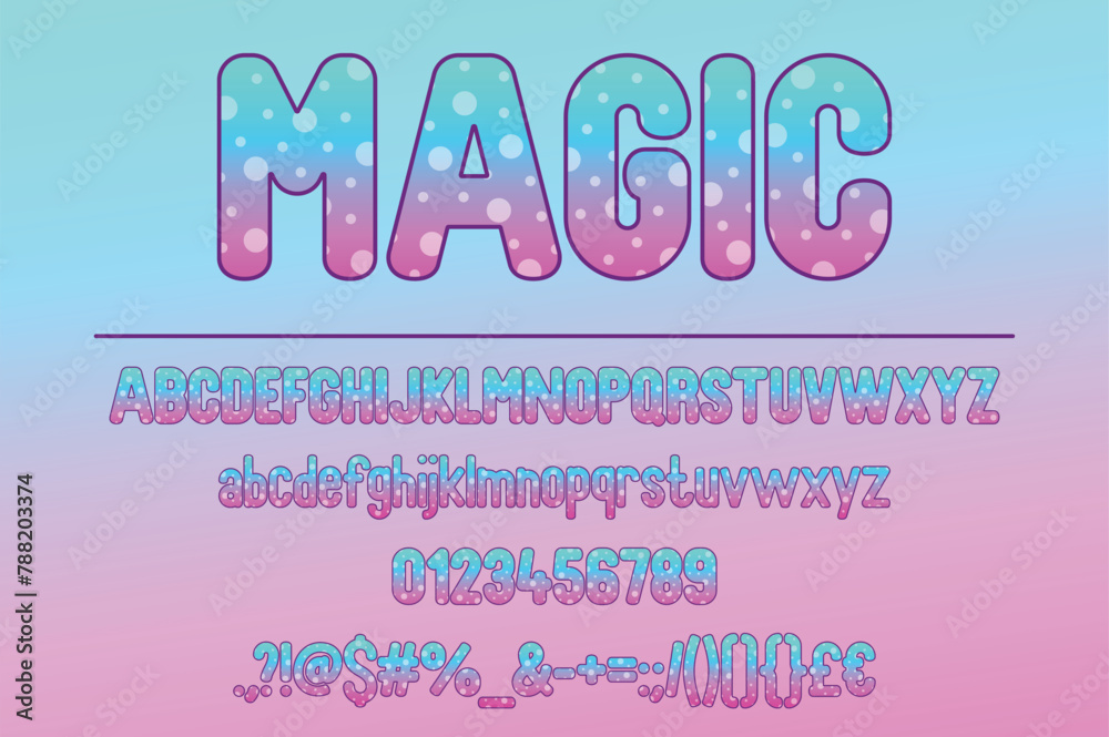 Magic Typography. Decorative Color Font Set for Magical and Mystical ...