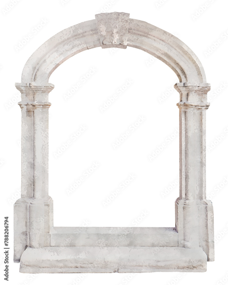 Greek window png frame clipart, watercolor architecture illustration ...