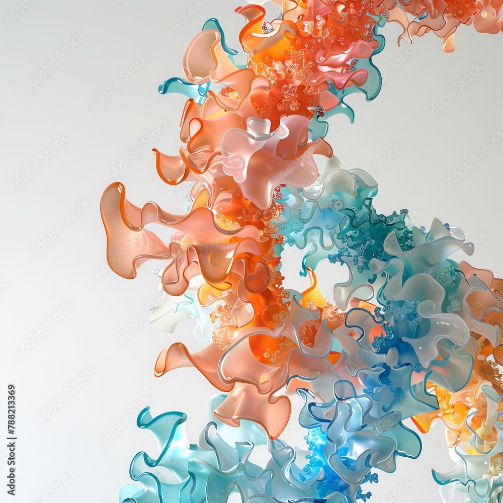 Protein folding process, showing the molecule folding into its ...