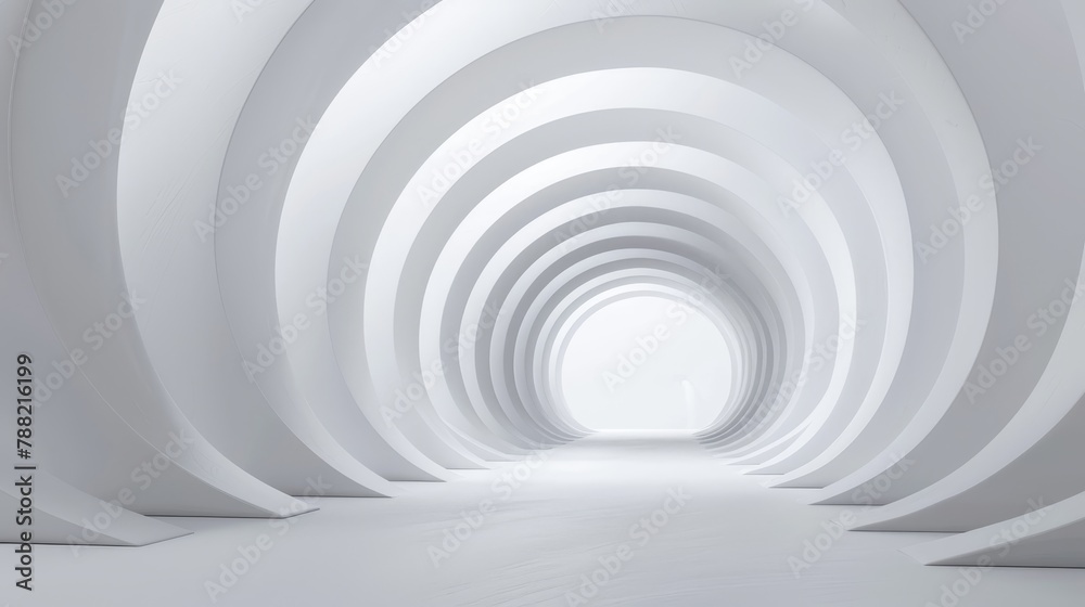 Sleek architectural design of a circular white corridor creates a sense ...