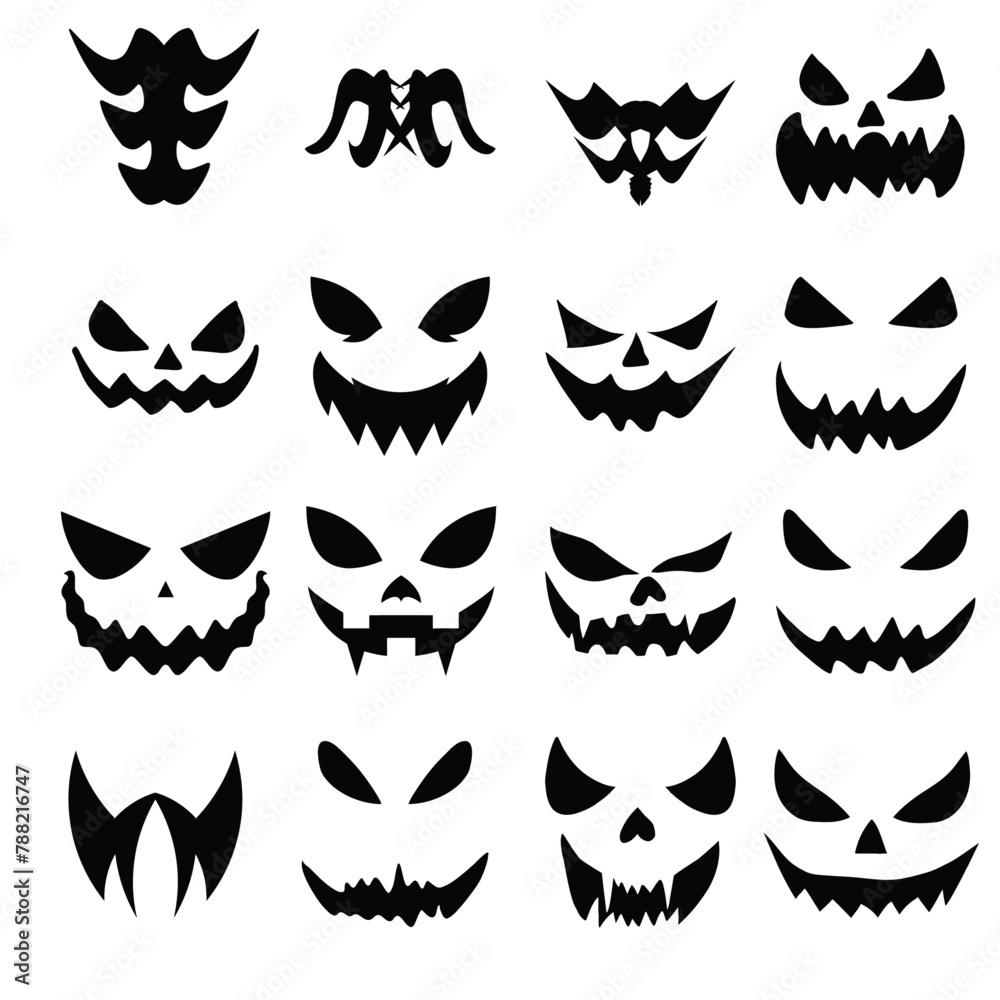Set of halloween pumpkins faces, Pumpkins faces, Angry face emoji ...