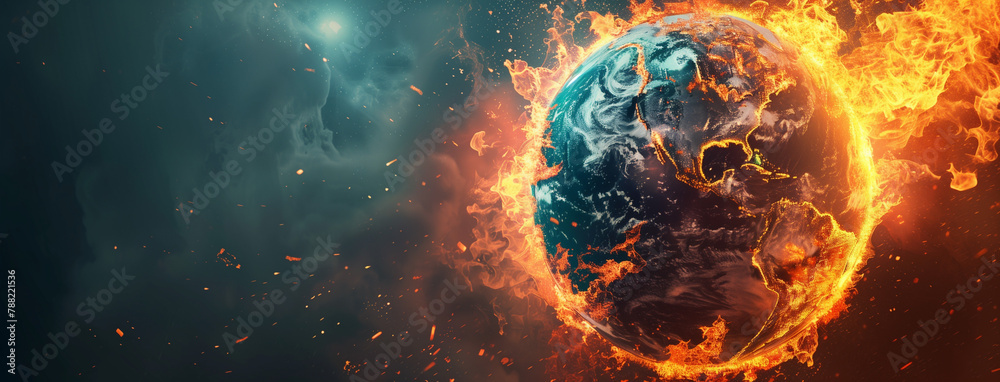 burning engine, Earth in space, Planet earth Armageddon, land covered ...